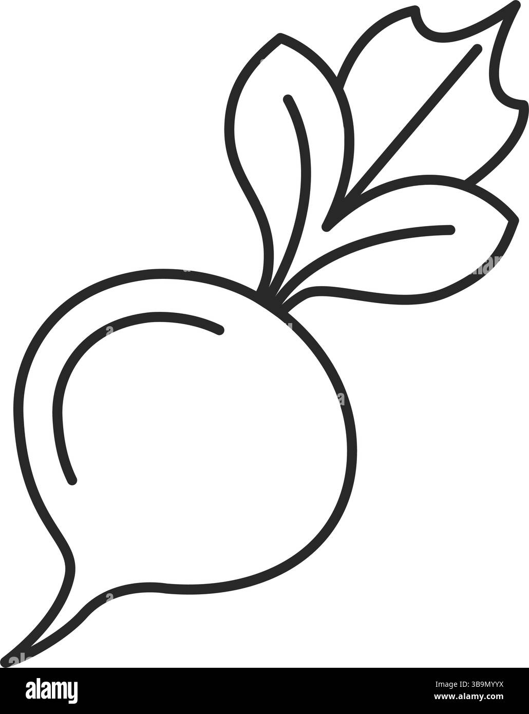 Beetroot vegetable with leaves icon in flat style. Beet plant vector ...