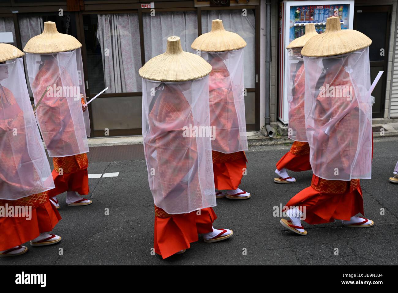 Japanese women in costumes from the Heian period, Hirano shrine's ...