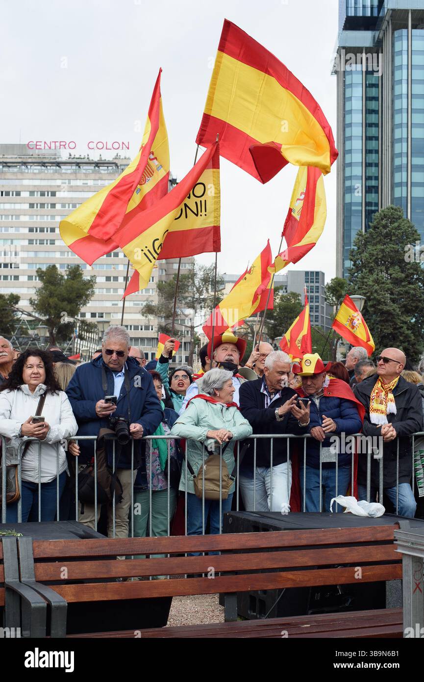 People with flags of Spain protest during a minipstation against the ...