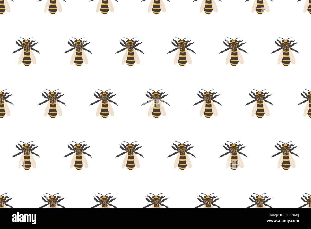 Pattern of bees on a white background creates a vibrant and playful ...
