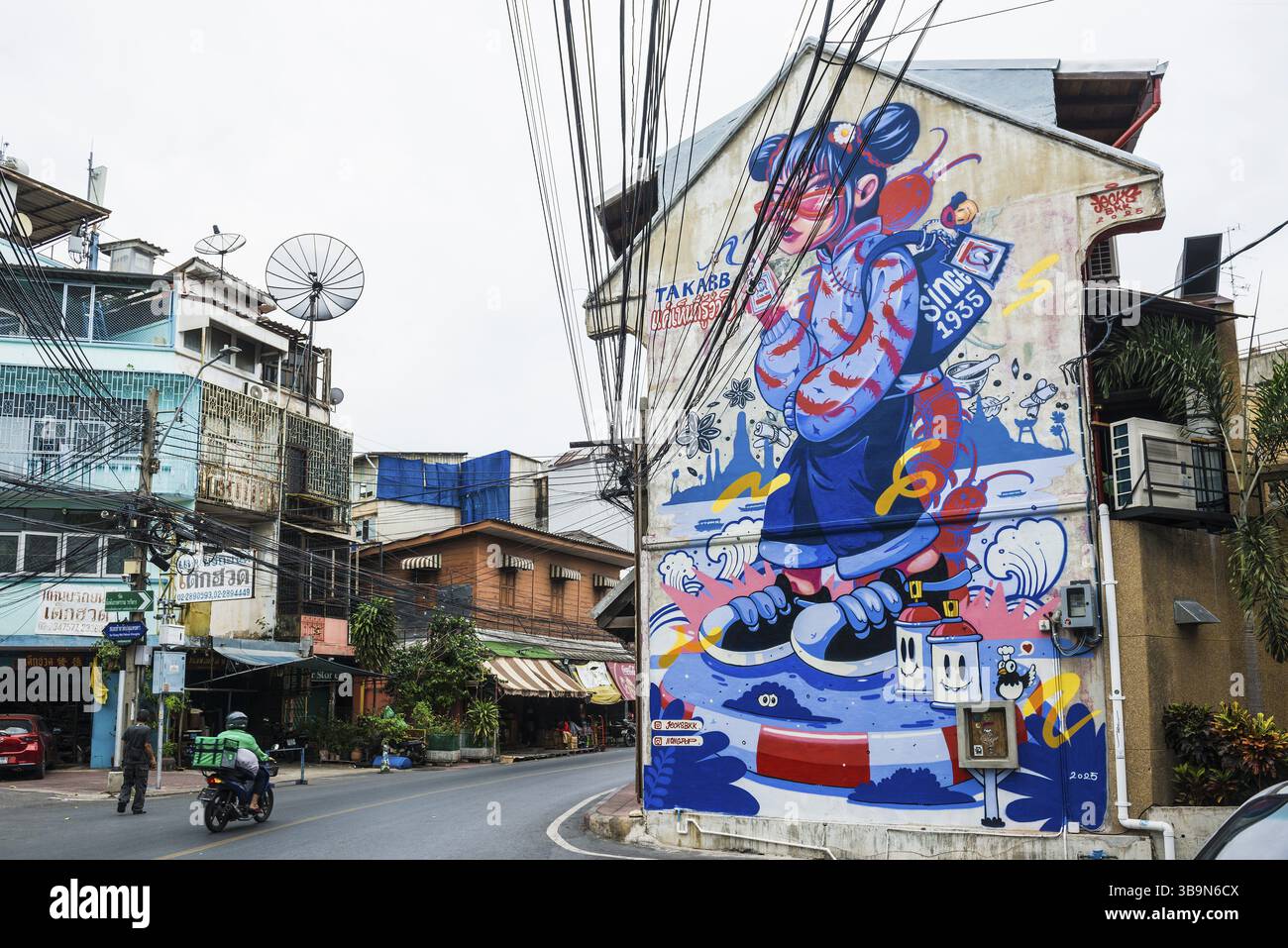 Graffiti, Street Art, Chinatown, Bangkok, Thailand, Asia Stock Photo ...