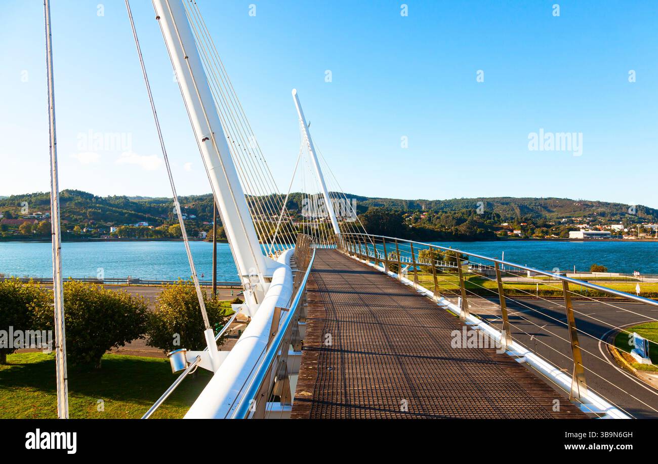Pedestrian bridge near the seaport in the city of Ferrol in Spain Stock ...