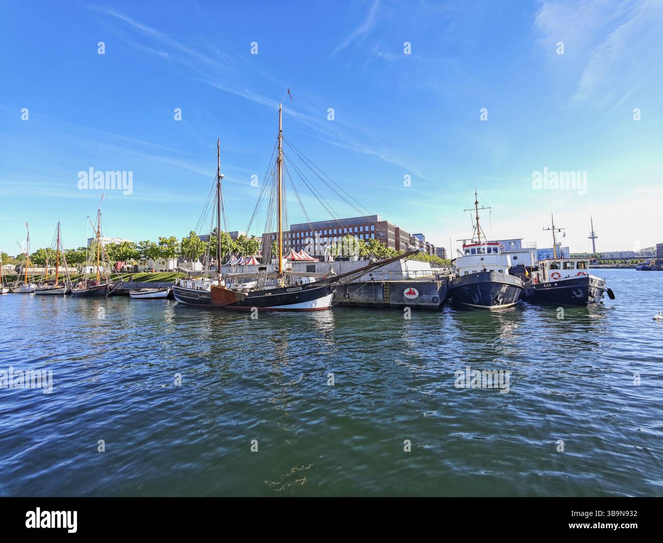 View of the eastern shore with the Germania harbour for traditional ...