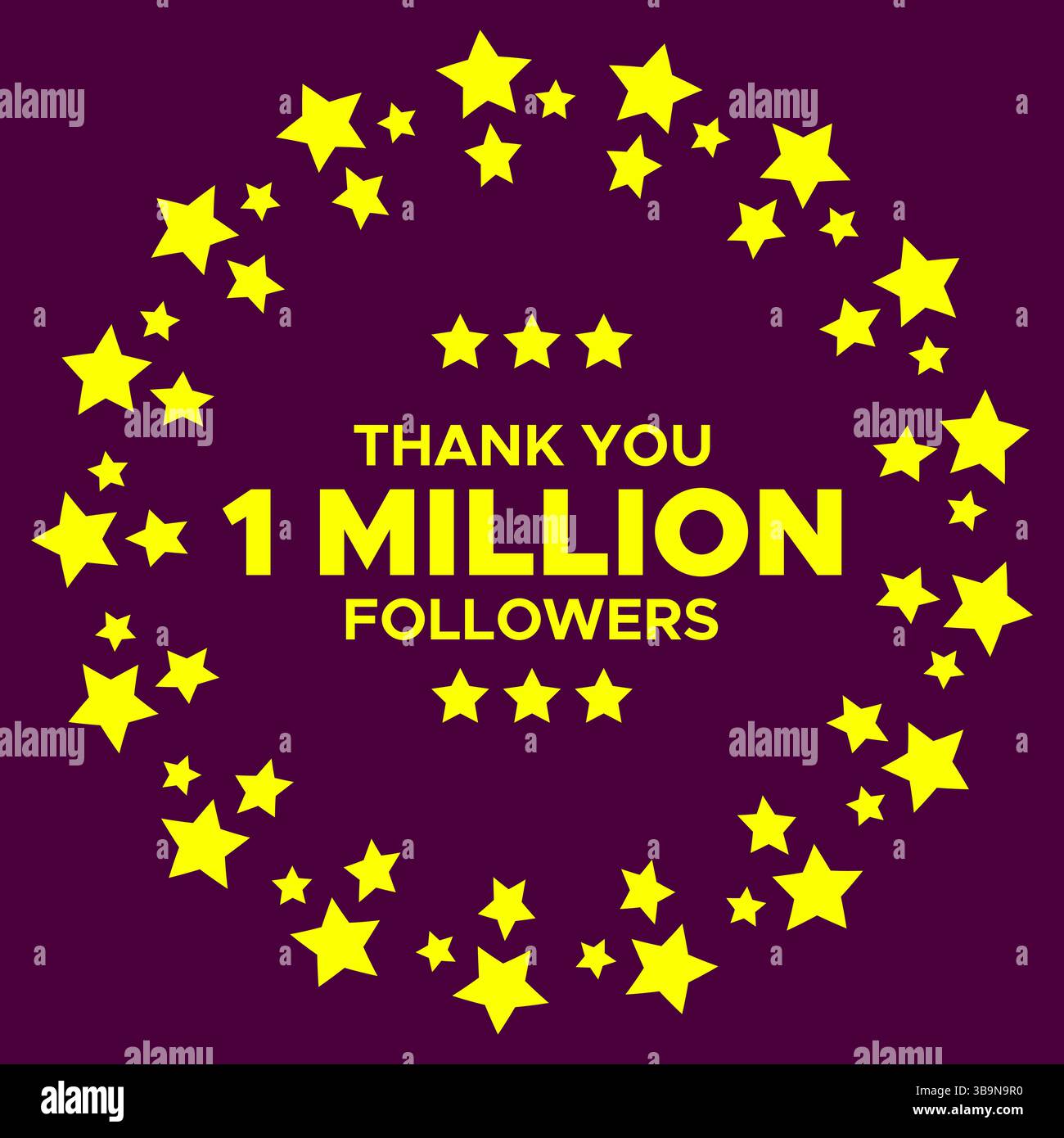 thank you one million followers lettering with stars pattern frame for celebration Stock Vector ...