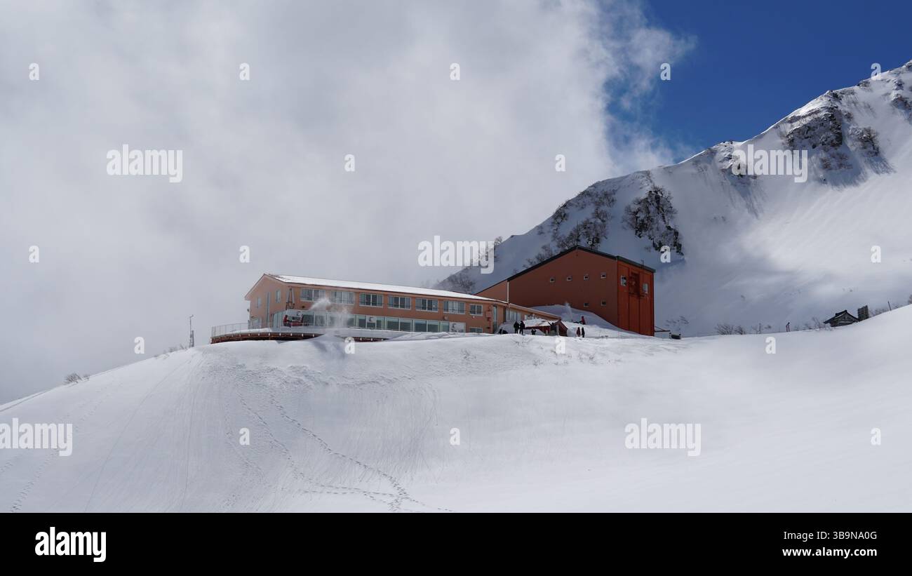 Japanese Alps winter hiking on snowy mountains of Kisokoma Stock Photo ...