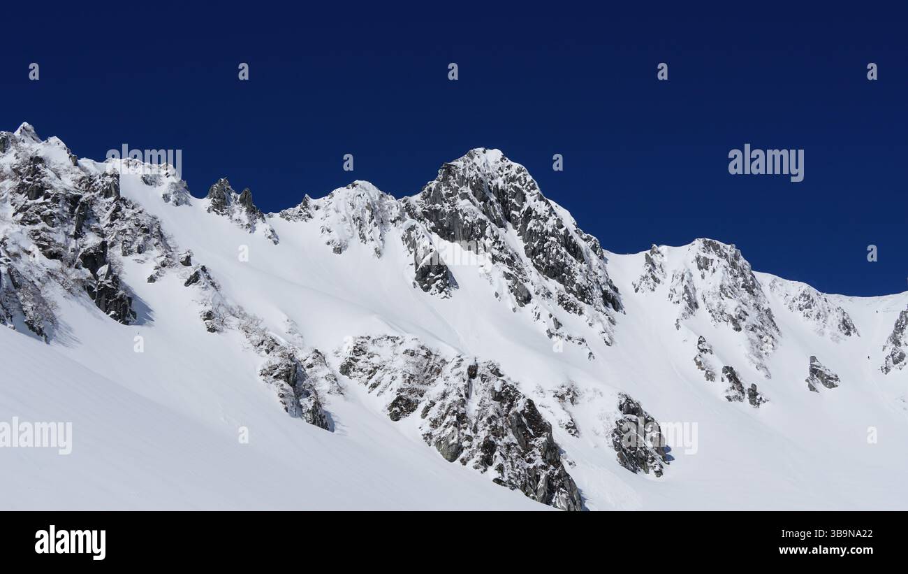 Japanese Alps winter hiking on snowy mountains of Kisokoma Stock Photo ...