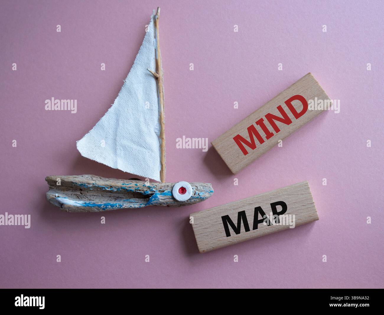 Mind Map symbol. Concept word Mind Map on wooden blocks. Beautiful pink ...