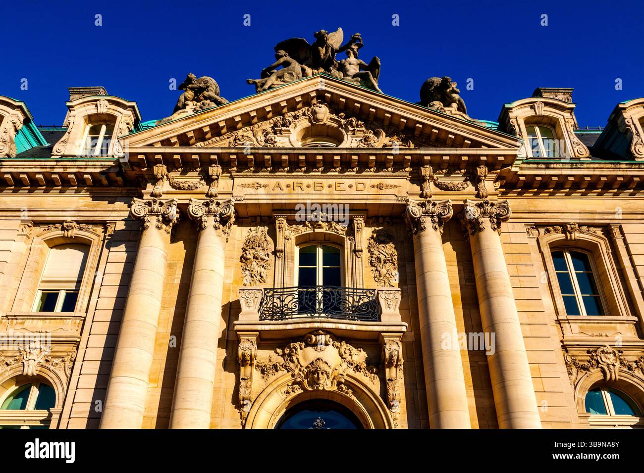 Neo-Renaissance facade of the former ARBED steel company headquarters ...