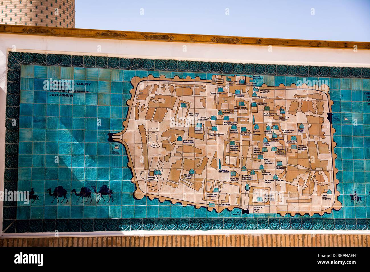 Khiva, Uzbekistan - 11 July 2024: Map of the ancient city of Khiva made ...