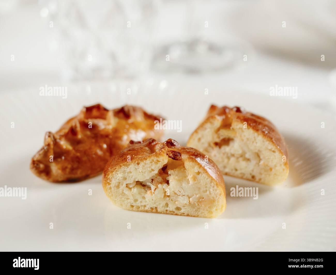 Small russian pies with minced salmon fish Russian Piroshki. Cooked ...