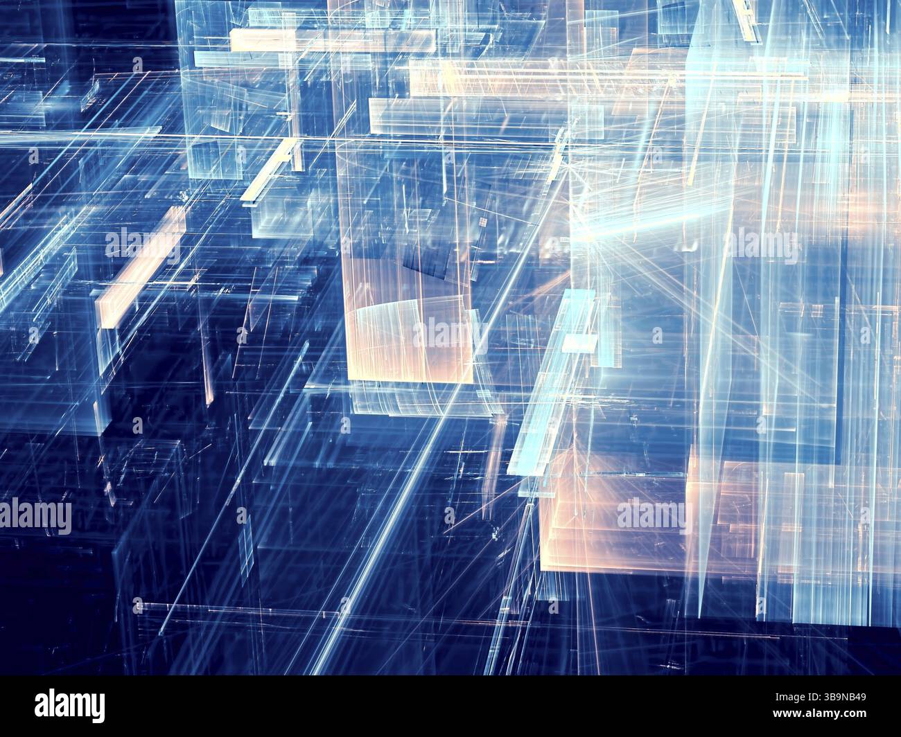 Tech background: glass structure with light effects. Abstract computer ...