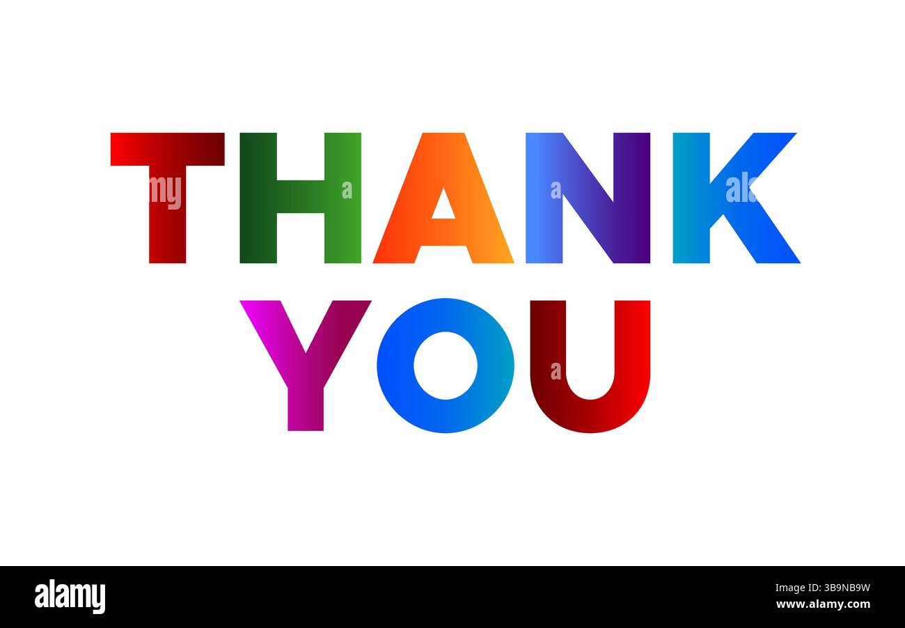 Bold Thank You Letters with Multi Gradient Colors Stock Vector Image ...