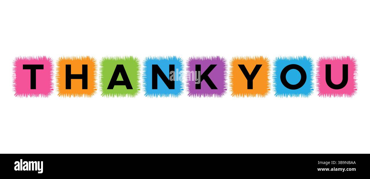 Thank You Letters in Fuzzy Colorful Square Blocks on White Background ...