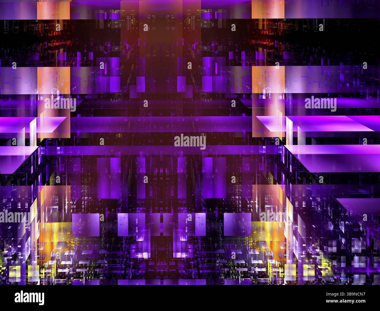 Unusual construction of translucent blocks - abstract 3D illustration ...