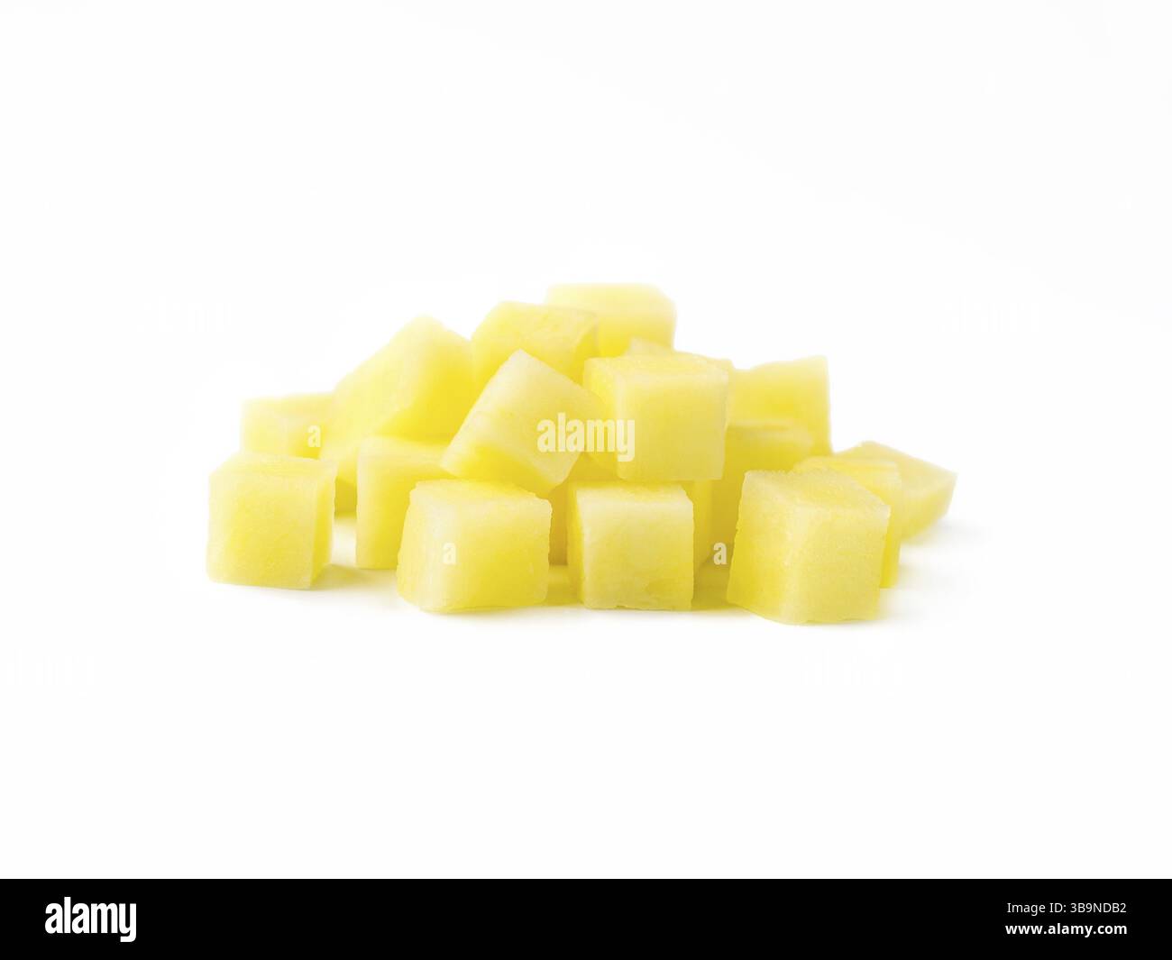 Heap of diced raw potatoes isolated on white background. Pile uncooked ...