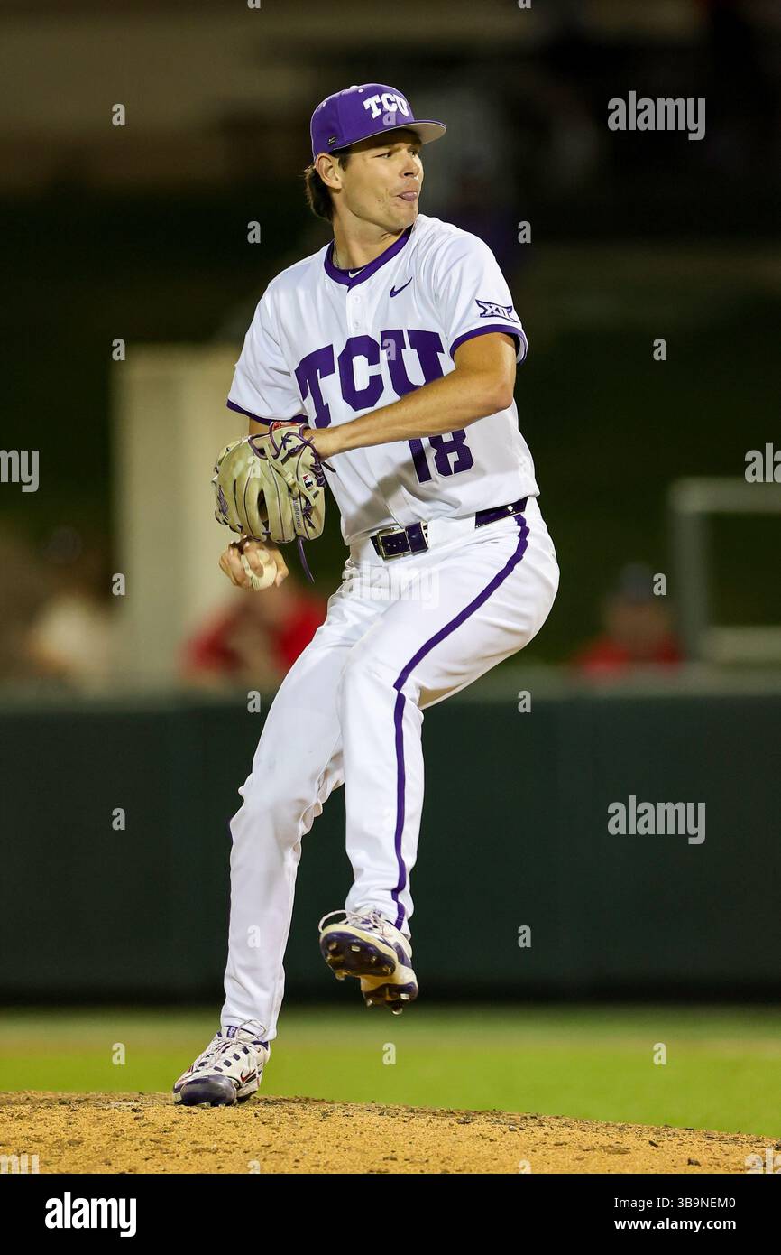 May 9, 2025: Texas Christian University's pitcher Zack James (18 ...