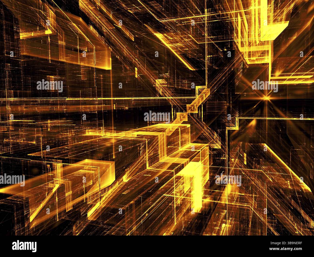 Golden technology background - abstract computer-generated 3d ...
