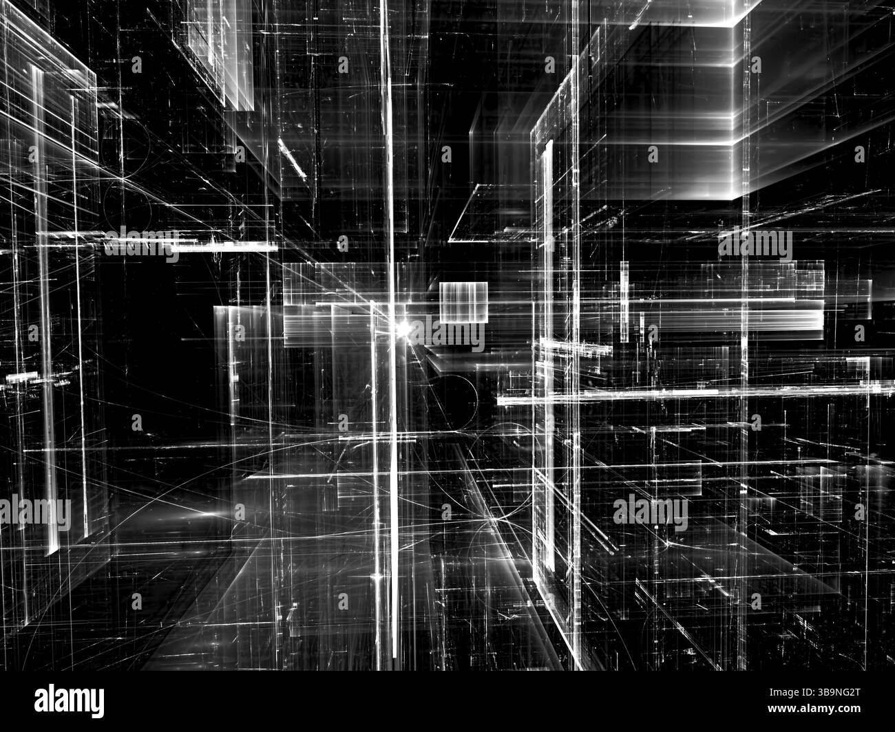 Abstract tech glass background. Fractal geometry: glossy walls or ...