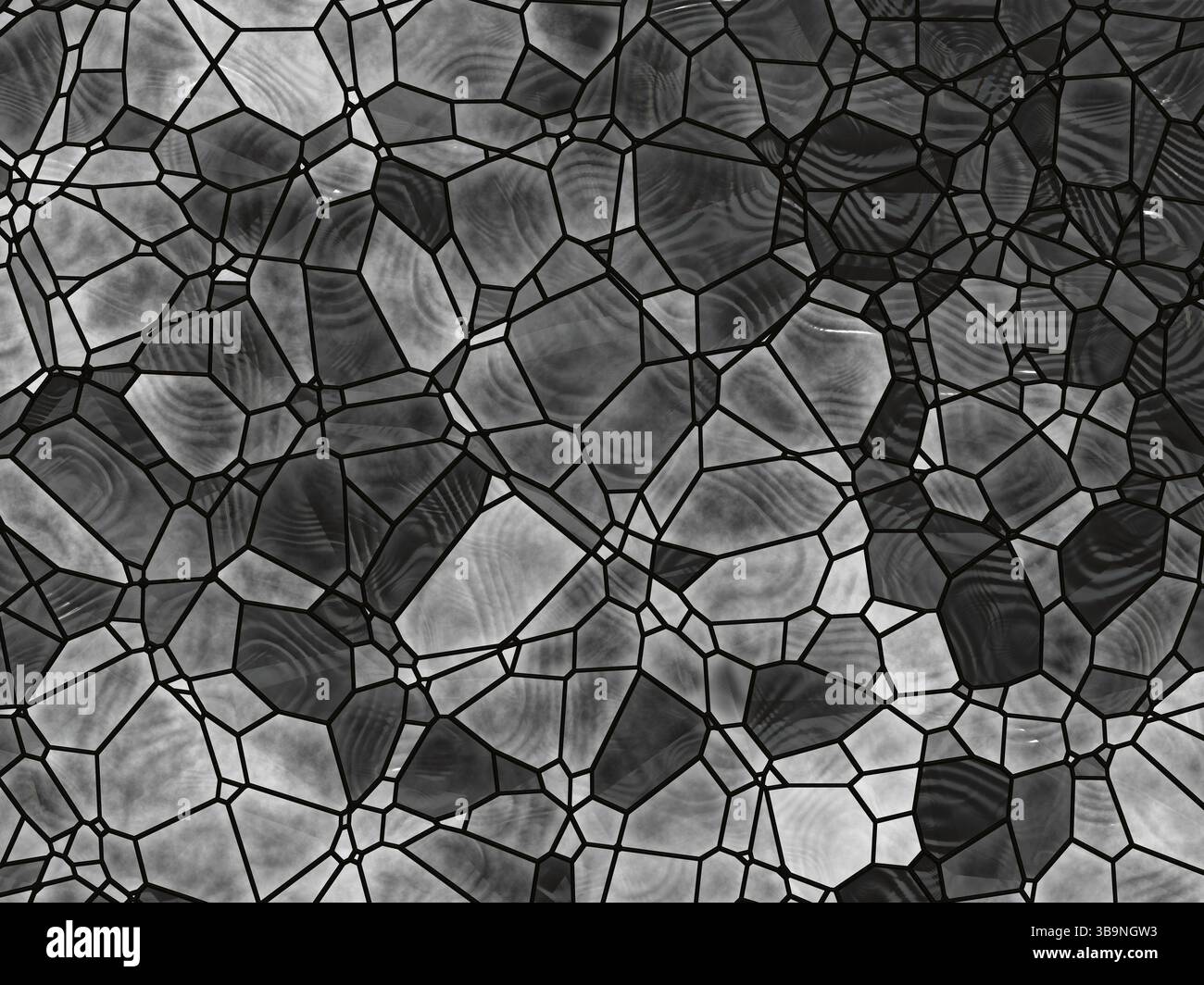 Abstract background - computer-generated image. Stained-glass grayscale ...