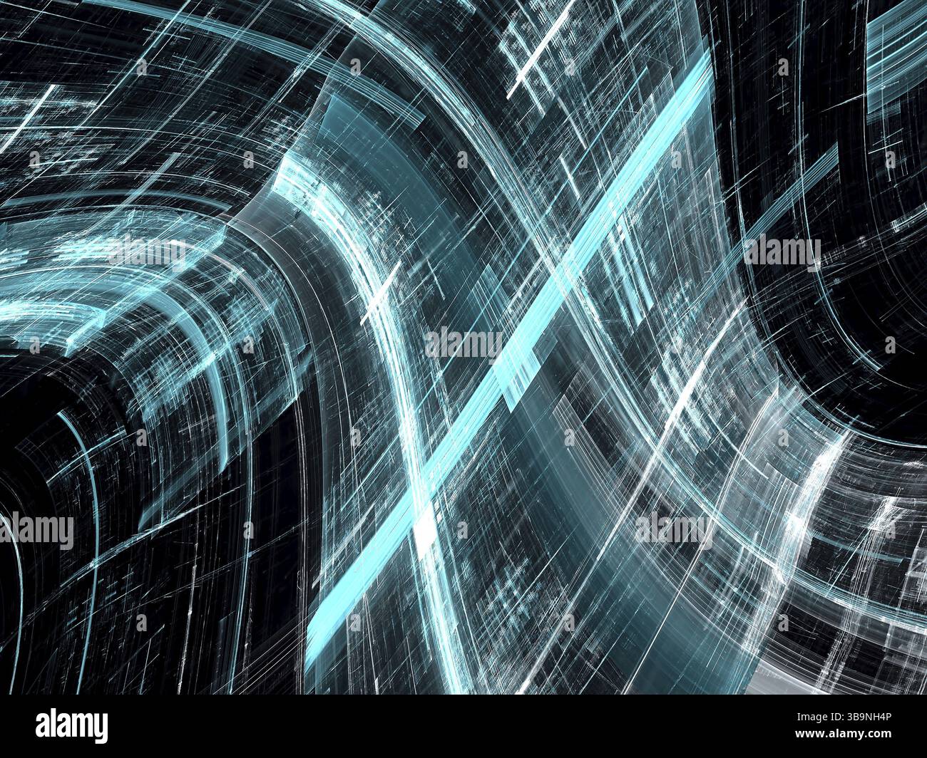 Technology background - curved grid with stripes and light effects ...