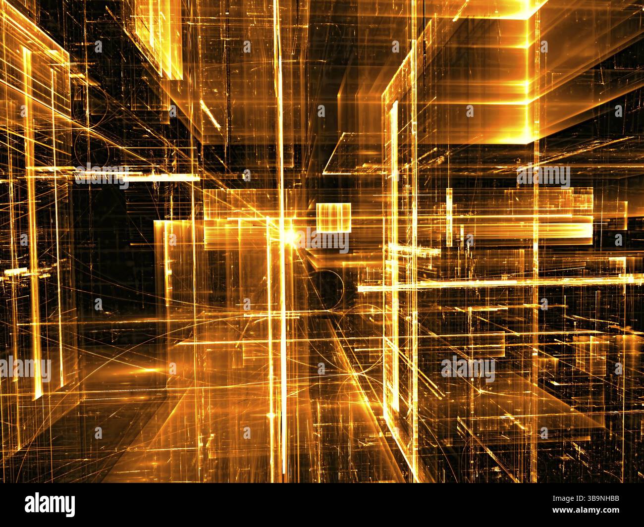 Abstract tech glass background. Fractal geometry: glossy walls or ...