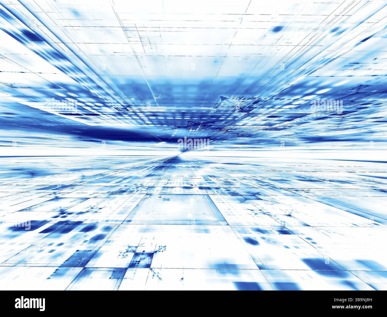 White and blue technology background with perspective and grid ...