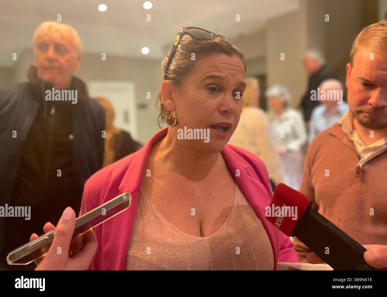 Sinn Fein leader Mary Lou McDonald speaking to the media at an Irish ...