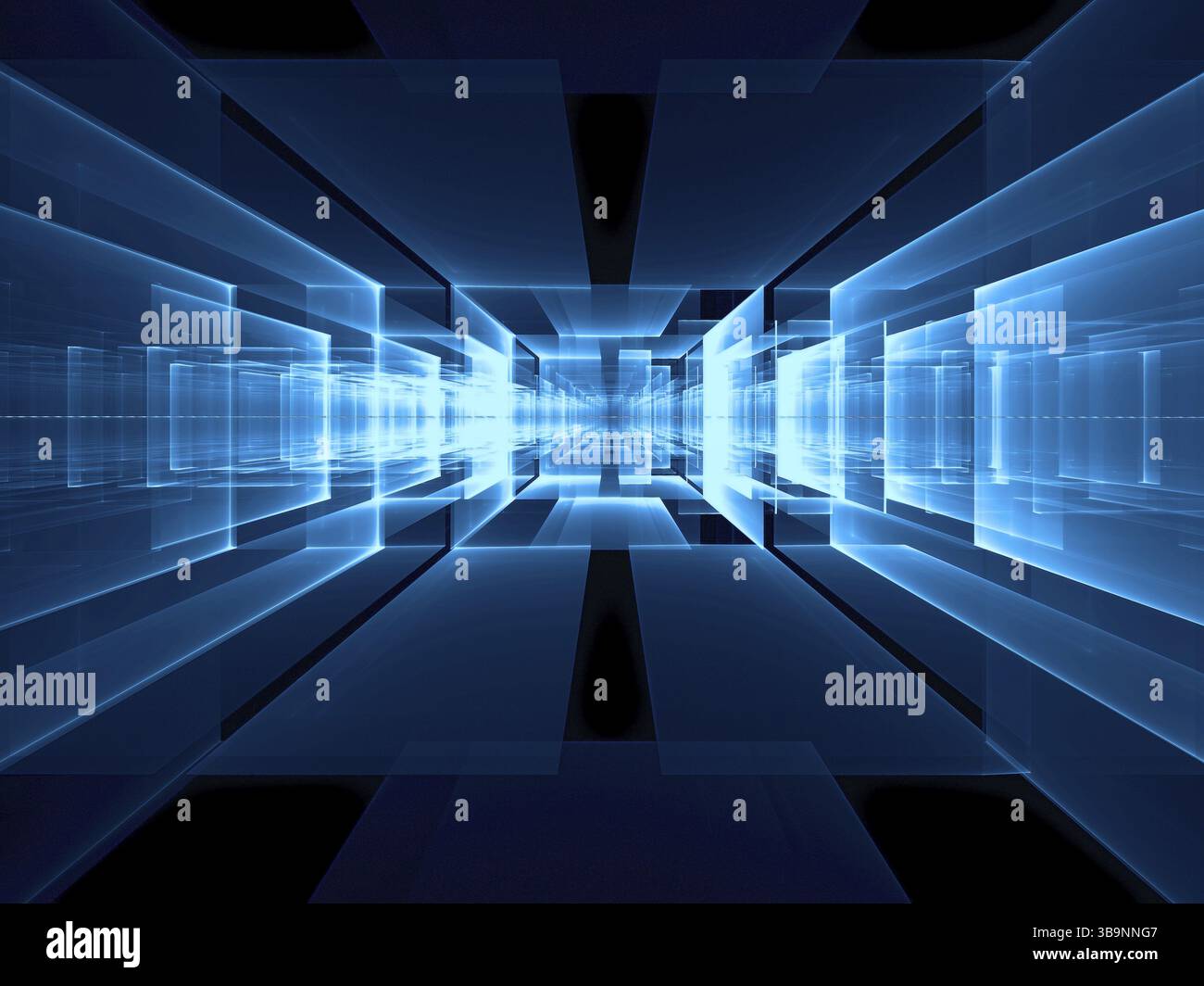 Abstract blue tech background - futuristic data center, portal or ...