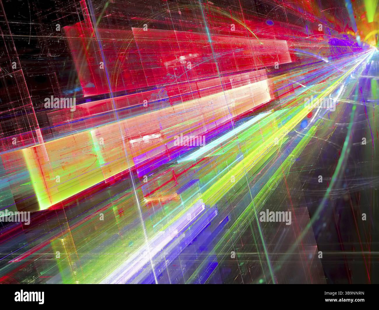 Abstract technology background - computer-generated 3d illustration. Fractal art: colored glass ...