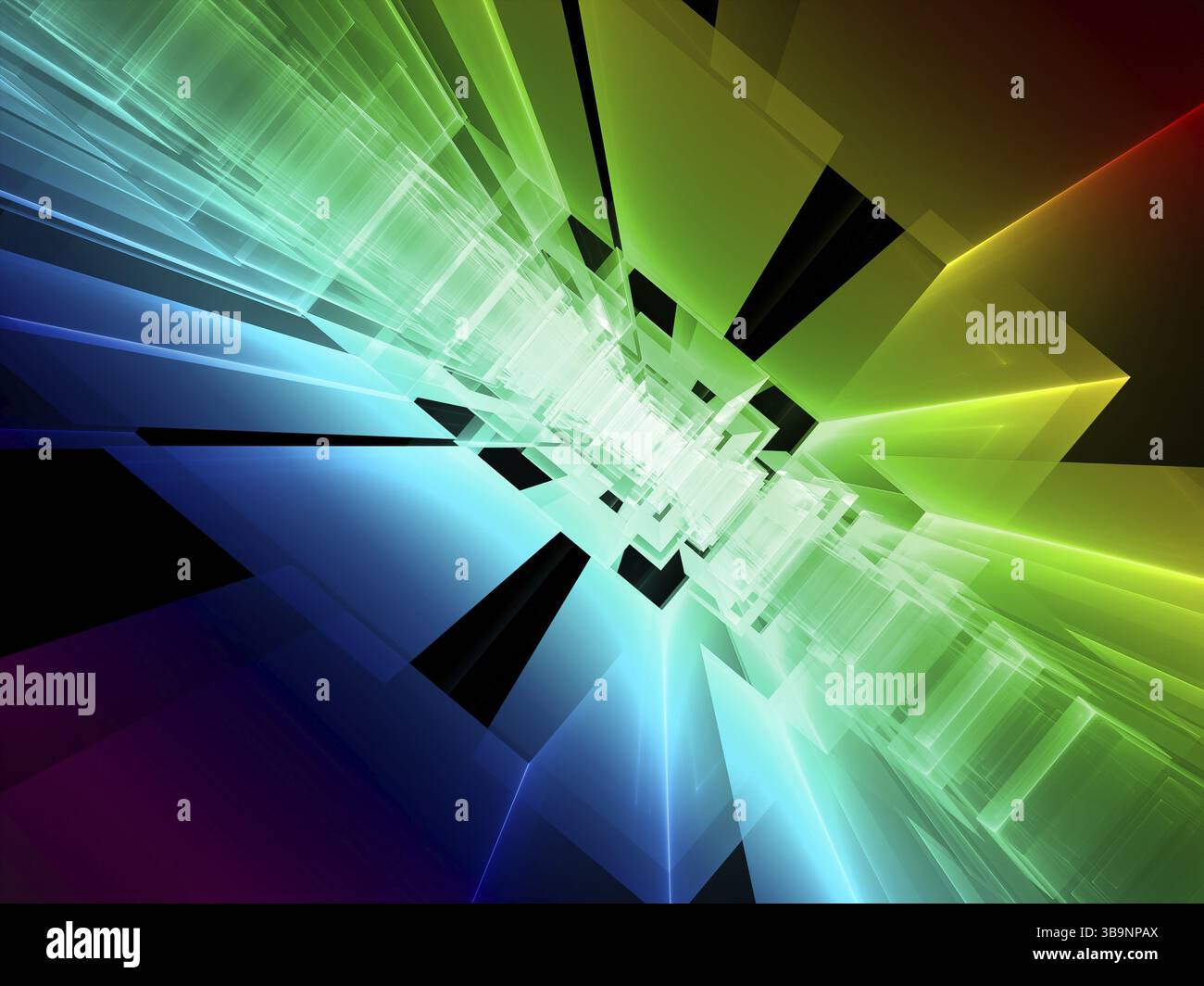 Perspective technology background with rainbow gradient. Abstract ...