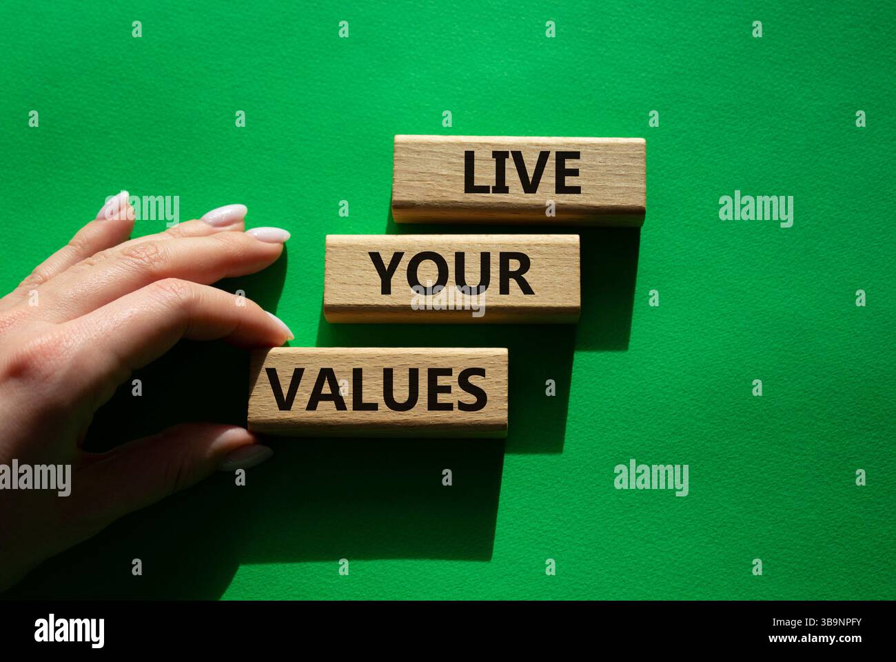Live your values symbol. Concept words Live your values on wooden ...
