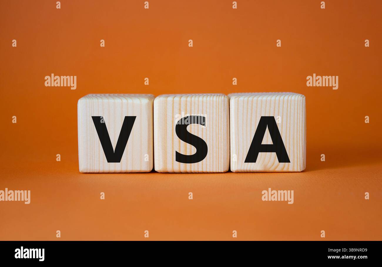 VSA - Volume Spread Analysis symbol. Wooden cubes with word VSA ...