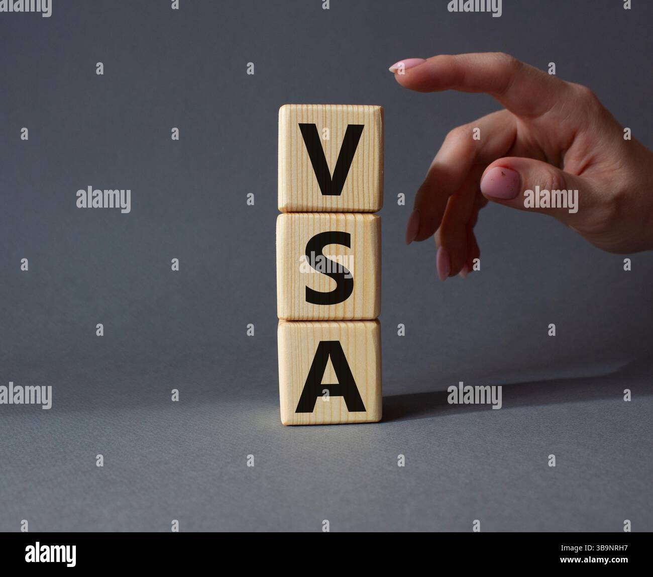VSA - Volume Spread Analysis symbol. Wooden cubes with word VSA ...
