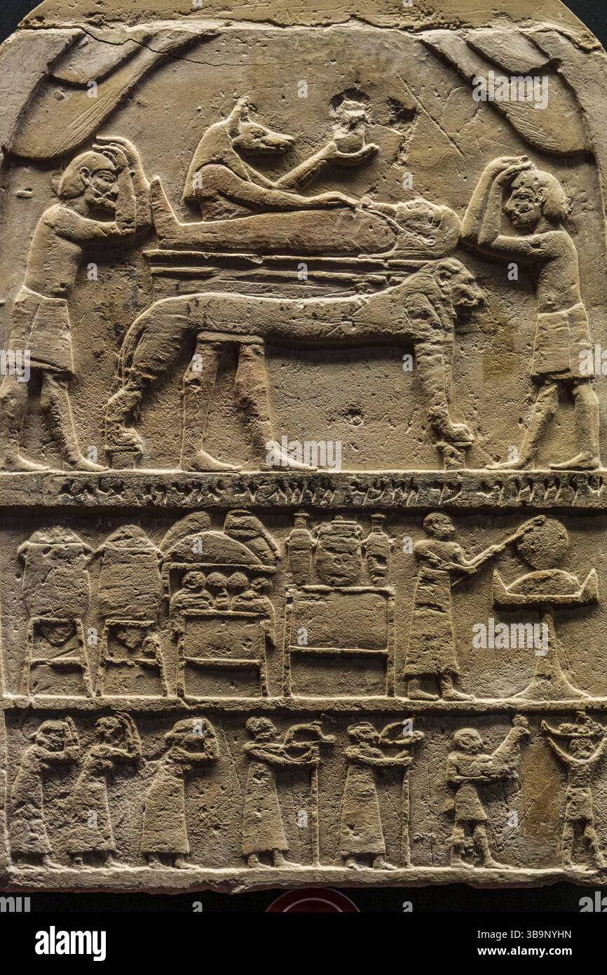 Funerary stela of Ankh-Hapy, aramaic inscription, Limestone, Memphis ...