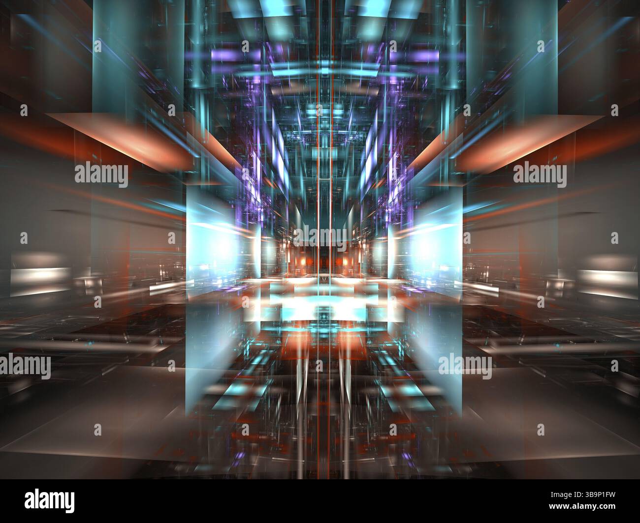 Abstract virtual reality or science fiction background - computer-generated 3d illustration ...