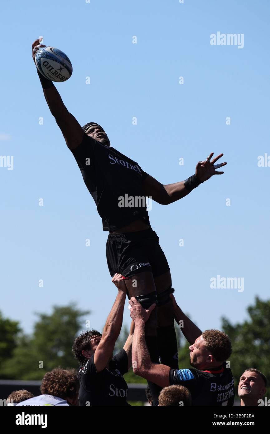 LONDON, UK - 10th May 2025: Maro Itoje of Saracens in lineout action ...