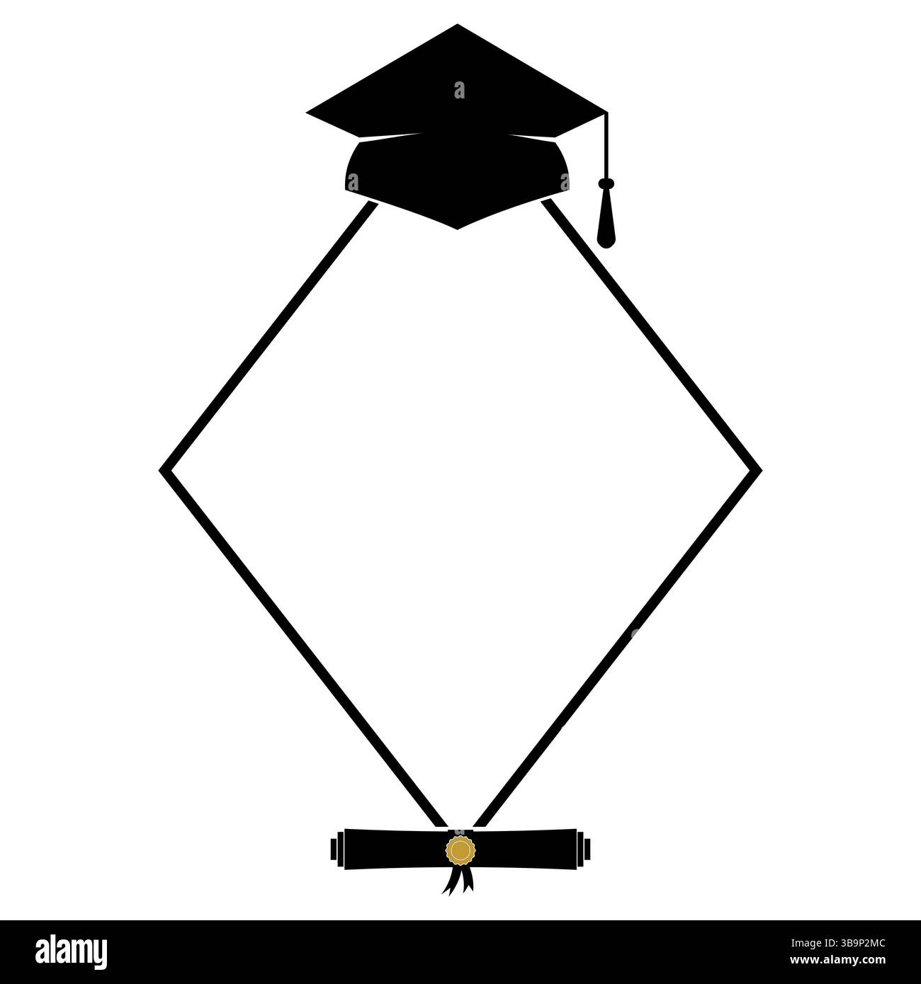 Graduation border template isolated on white. Rhombus frame with ...