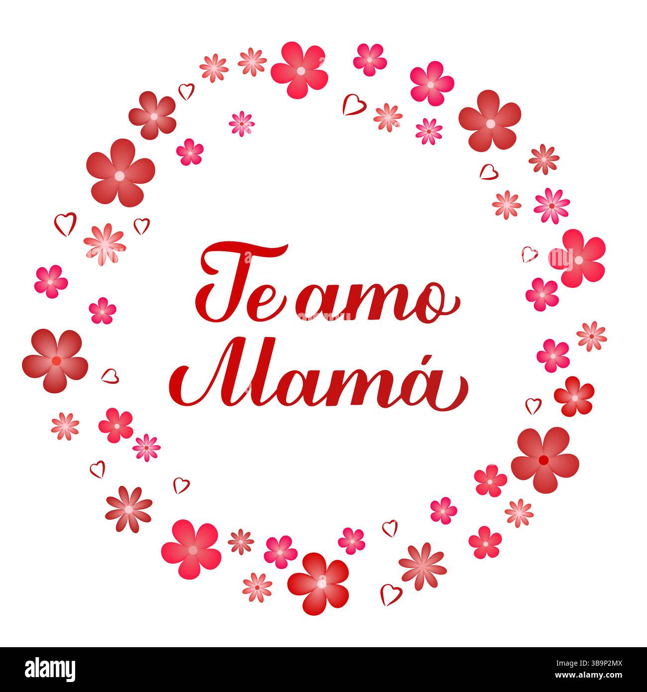 I love you mom inscription in Spanish. Mothers Day saying hand ...