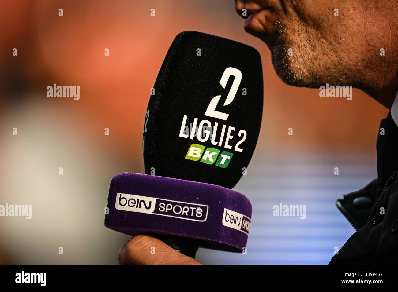 Lorient, France. 26th Apr, 2025. Illustration of the microphone with ...