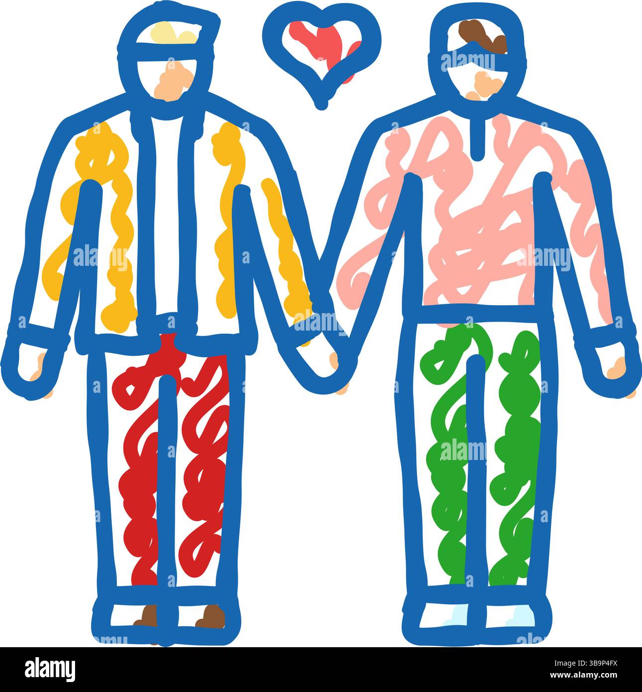 gay lgbt couple love icon doodle illustration Stock Vector Image & Art ...