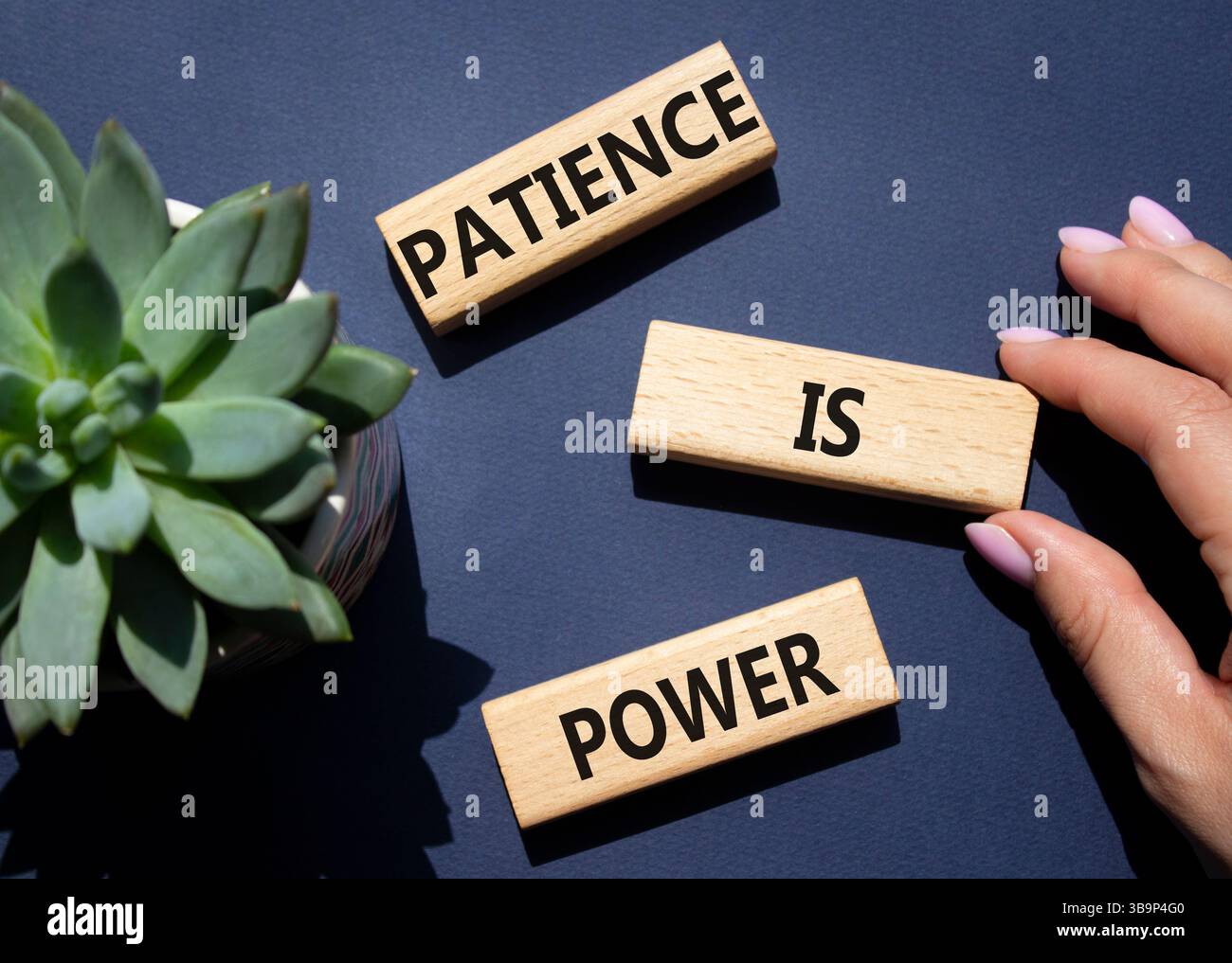 Patience is Power symbol. Concept words Patience is Power on wooden ...