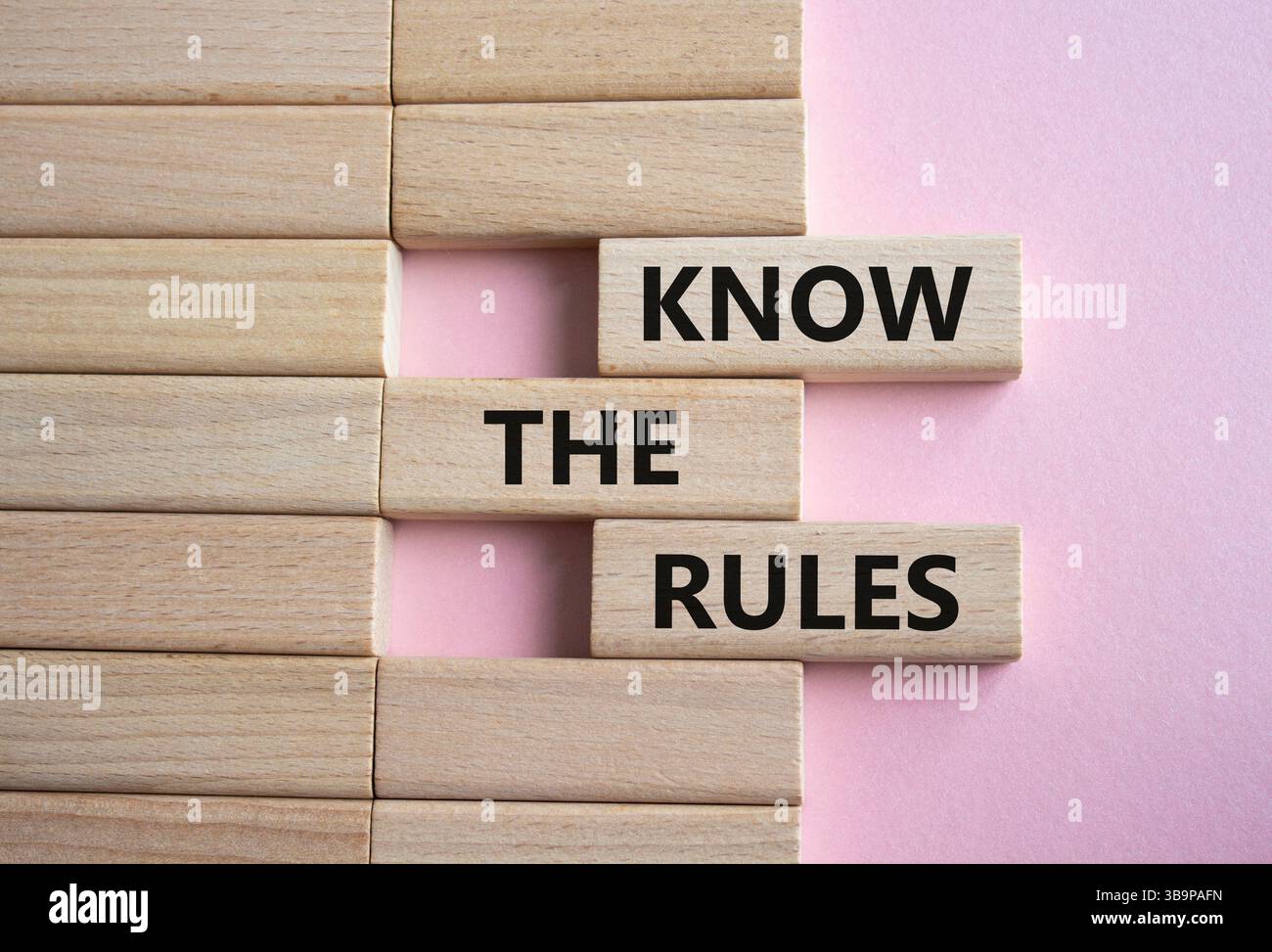 Know the rules symbol. Wooden blocks with words Know the rules ...