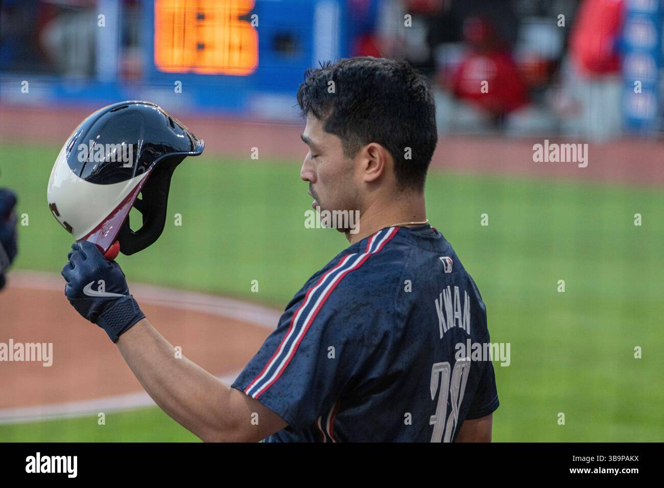 Cleveland Guardians' Steven Kwan gets ready to bat Philadelphia ...