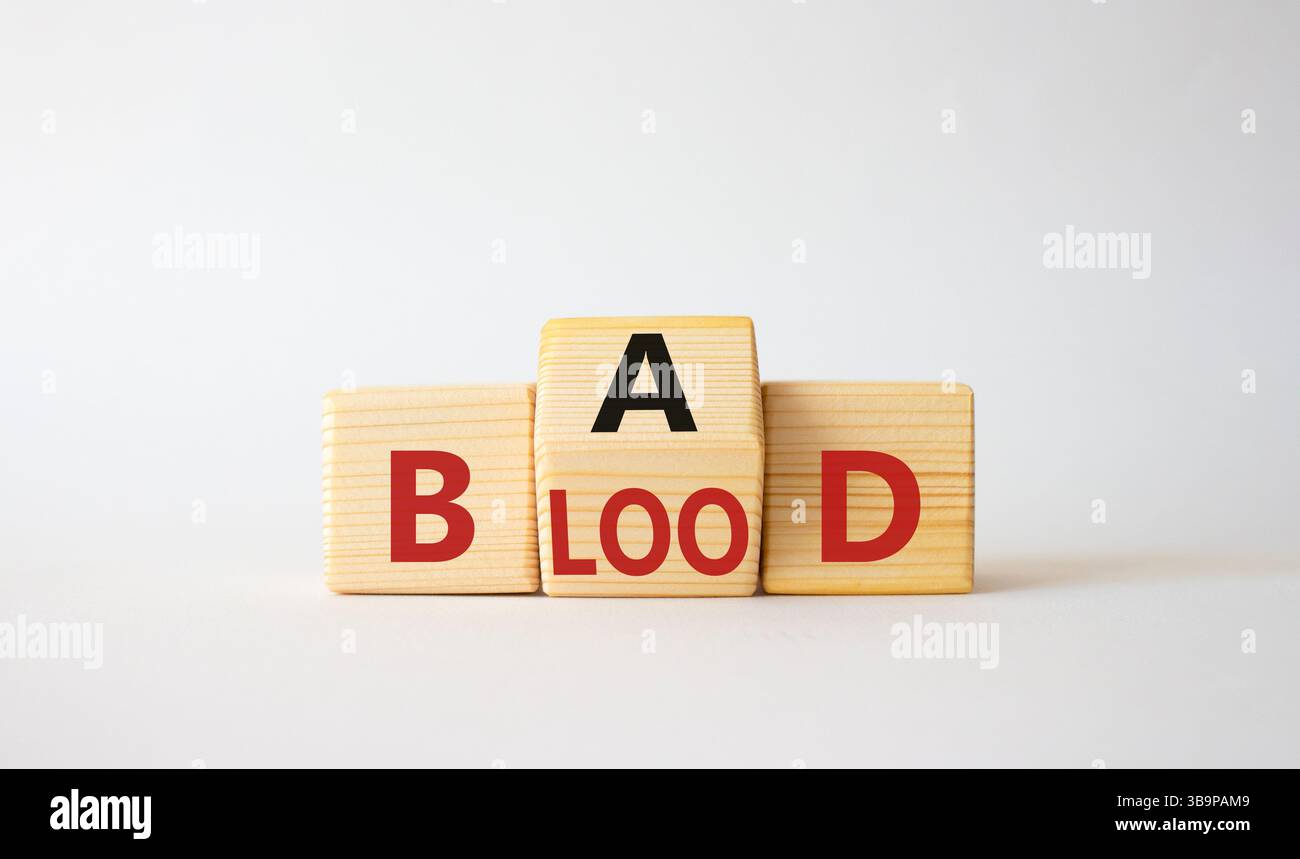 Breed Bad Blood symbol. Wooden cubes with words Breed Bad Blood ...