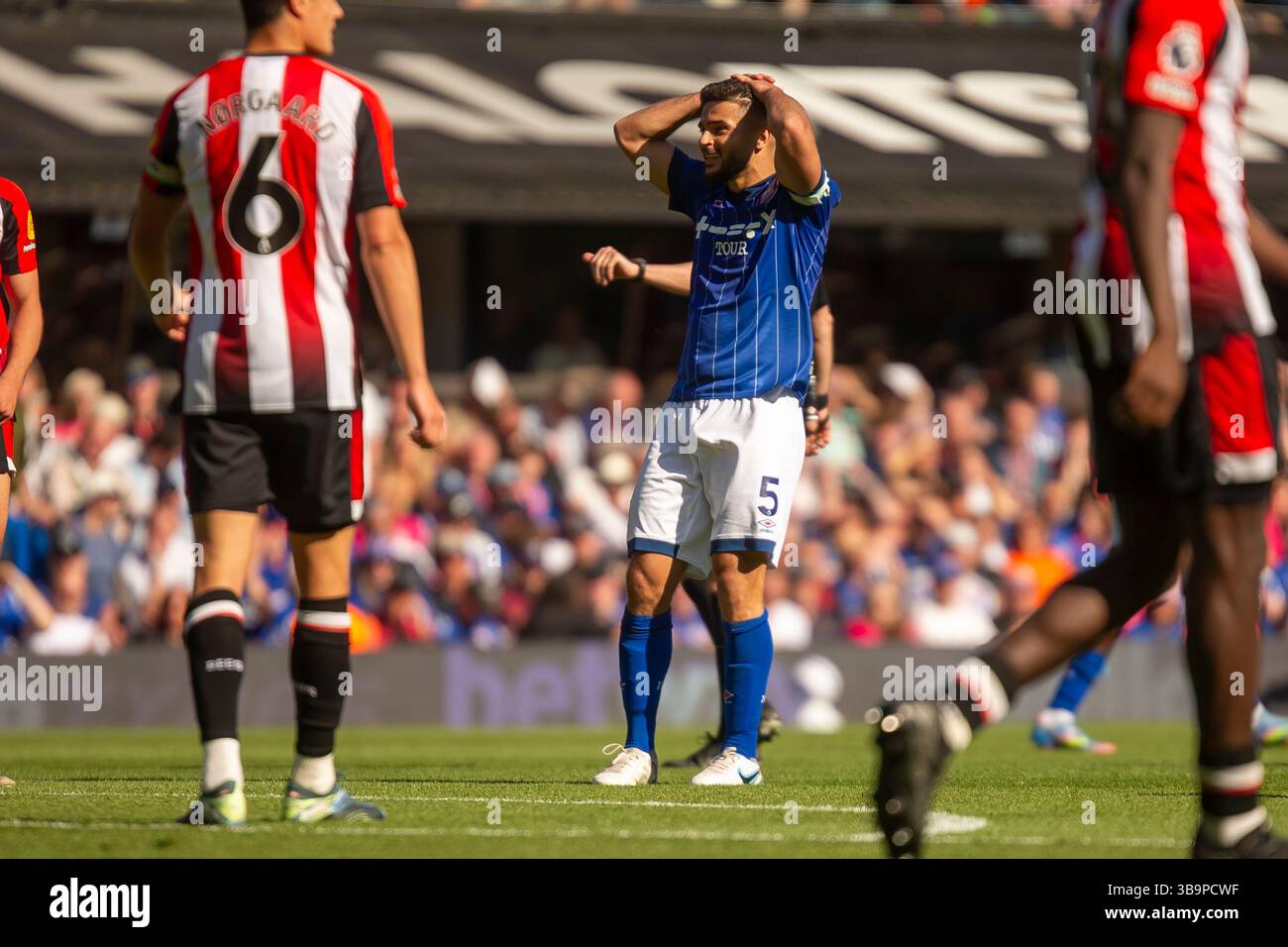 Sam Morsy of Ipswich Town reacts during the Premier League match ...