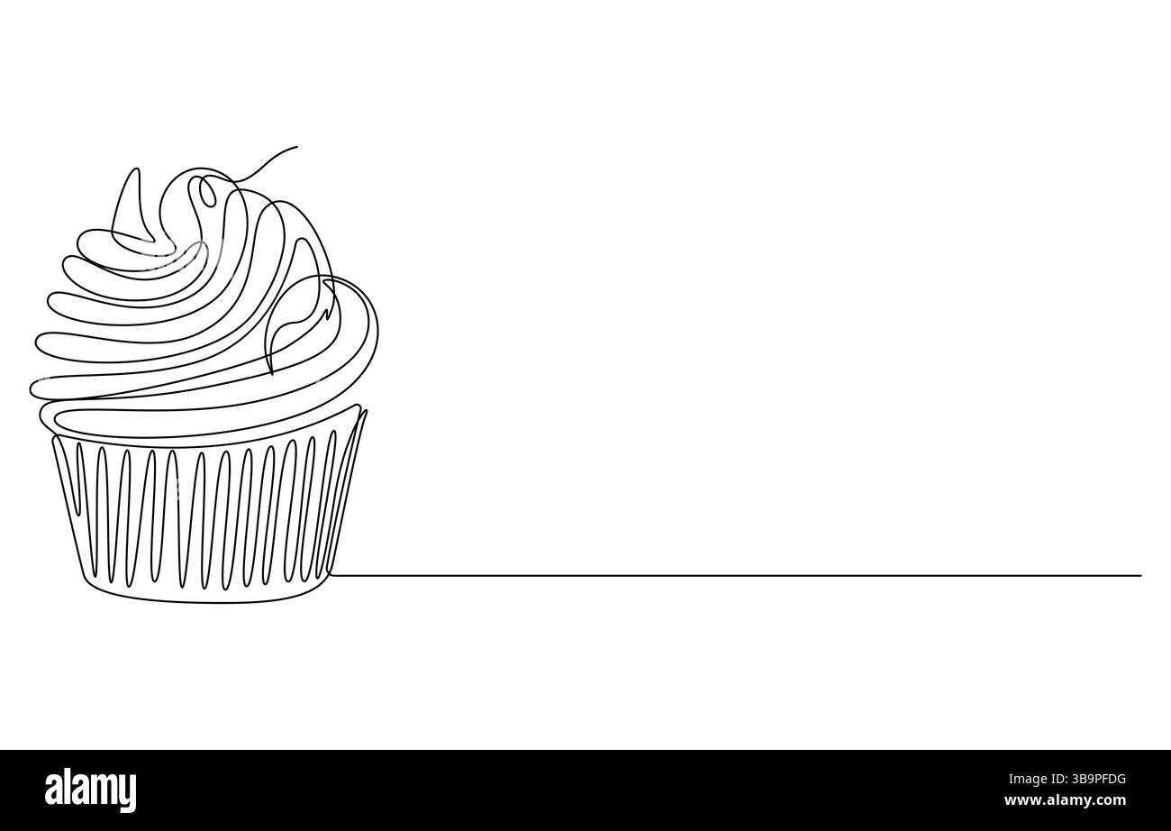 Cupcake Continuous Line Icon Stock Vector Image & Art - Alamy