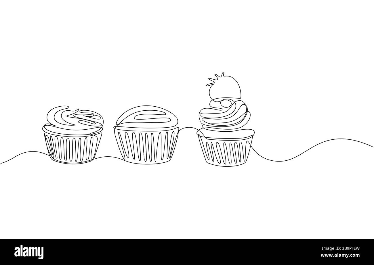 Vector doodle cupcake cream Black and White Stock Photos & Images - Alamy