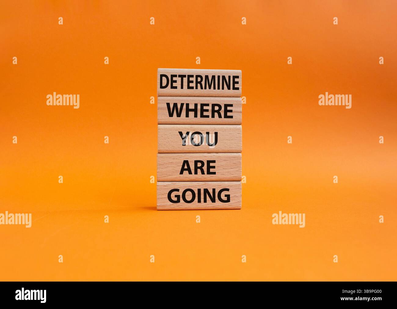 Determination symbol. Wooden blocks with words Determine where you are ...