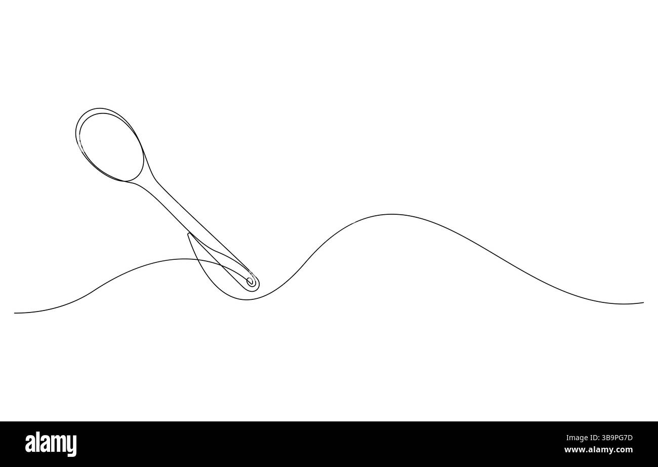 Continuous line drawing spoon Black and White Stock Photos & Images - Alamy
