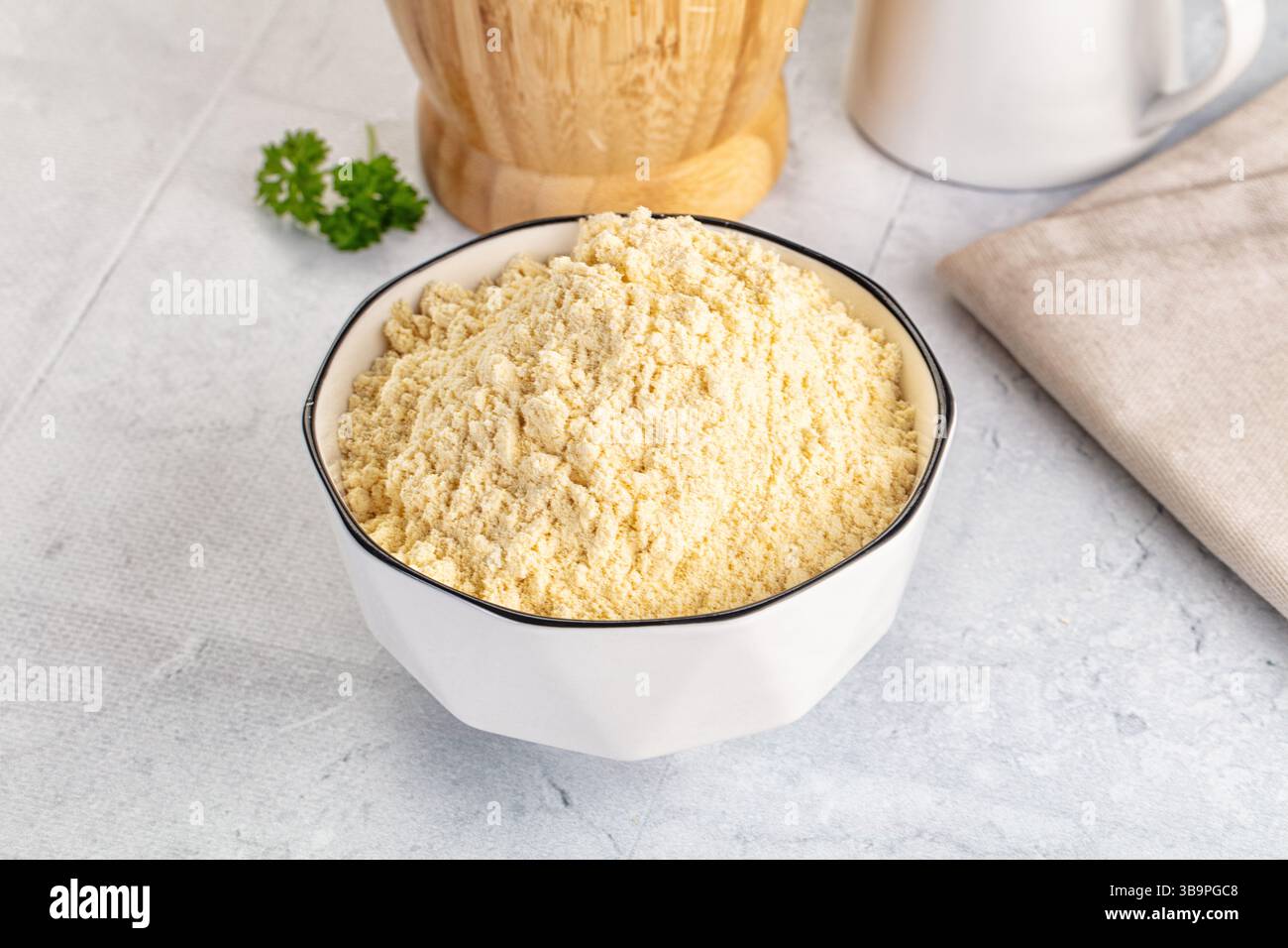Yellow corn flour for bakery in the bowl Stock Photo - Alamy